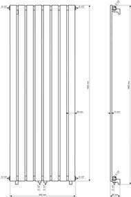 Gamma Vertical, topné těleso 600x1600 mm, 1036 W, bílá matná, GMA-VERT-16060-WH