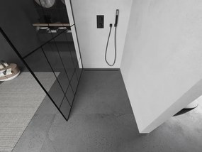 Mexen Kioto, sprchová zástěna Walk-In 100 x 200 cm, 8mm čiré sklo černý vzor, ​​grafitový profil, 800-100-101-66-78