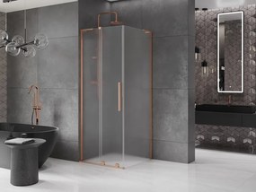 Mexen Velar L, sprchový kout s posuvnými dveřmi 100 x 100 cm, 8mm sklo námraza, měděná matná, 871-100-100-33-65