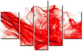 Obraz Červená a bílá (5-dílný) - abstrakce s efektem kouře s fantazií