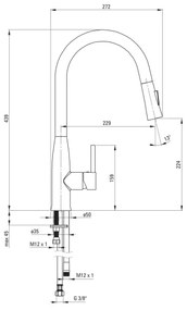 Deante BDH_N72M - Dřezová baterie s vytahovací sprškou LUKRECJA černá