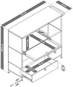 Tchibo - Kovová odkládací skříňka »Cn3« s dřevěnou deskou - barva: bílá