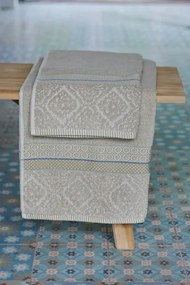 Pip Studio ručníky z bavlněného froté Soft Zellige, khaki (Luxusní ručníky z bavlněného froté v designu Soft Zellige v barvě khaki)