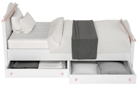 Postel s matrací Luna LN08, Barva: bílá / bílá + růžová, Šuplík k posteli: ano (2 ks.)