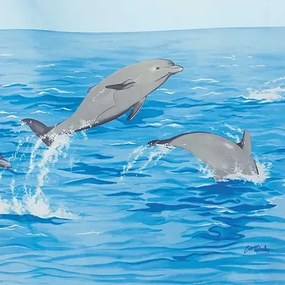 Spirella NEMO sprchový závěs motiv delfínů 120 x 200 cm modrý / polyes