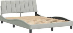 Rám postele bez matrace Hanko světle šedý 140 x 190 cm samet 3207843