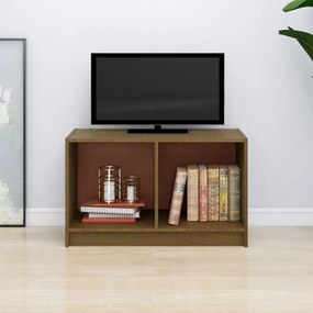 Tv Stolek Medově Hnědý 70 X 33 X 42 Cm Masivní Borové Dřevo - Černá