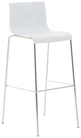 Barová židle Hoover ~ plast, kovové nohy chrom - Bílá
