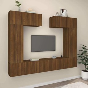 vidaXL 6dílný set TV skříněk kompozitní dřevo [3114465] Barva: hnědý dub