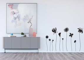 Samolepka na zeď Květiny s Vysokými Stonky v Černé Barvě | 65 x 85 cm | DF0441