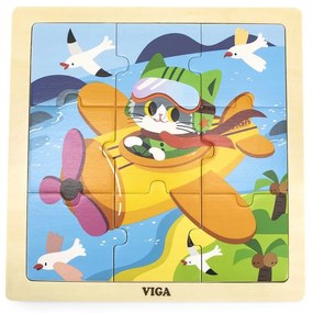 Dřevěné puzzle pro nejmenší Viga 9 ks Letadlo Barva: multicolor