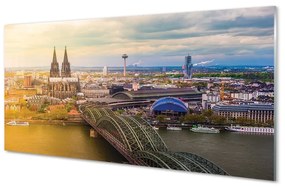 Obraz na skle Německo panorama říční mosty 120x60 cm