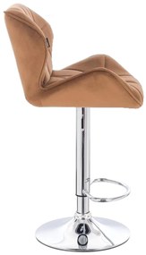Velurová barová židle MILANO - hnědá (medová)