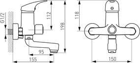 Ferro One - Nástěnná vanová baterie, chrom, BFO1A