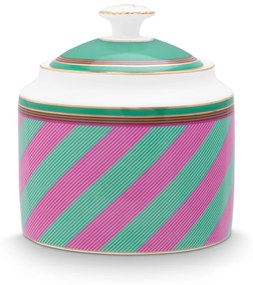 Pip Studio Pip Chique Stripes cukřenka 550ml, růžovo-zelená (Porcelánová cukřenka 550 ml)