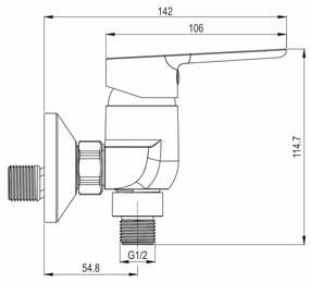 Mereo Mereo, Sprchová nástěnná baterie, Zuna, bez příslušenství, chrom, CB601A03Z