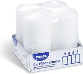 Wimex 33100 - válcová svíčka 40 × 80 mm, bílá - 4 ks