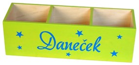 Dřevěný tužkovník 3 komorový - zelený
