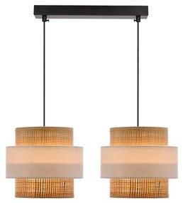 Závěsné svítidlo s ratanovým stínidlem v bílo-přírodní barvě ø 20 cm Rattan – Candellux Lighting