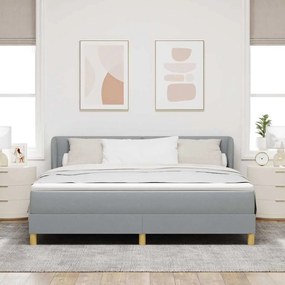 Postel s boxspringem s čelo Světle šedá 180 x 200 cm textil 3340227