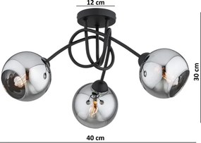 Brilagi - Přisazený lustr DIOR 3xE27/60W/230V černá/kouřová šedá