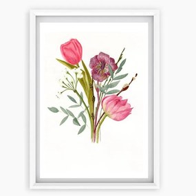 MANKAI Paper Plakát Květiny A4, růžová barva, papír