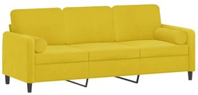 3místná pohovka s polštáři žlutá 180 cm samet - Default Title