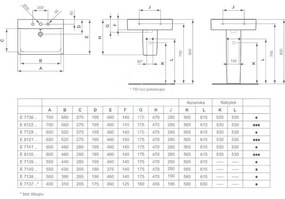 Ideal Standard Connect Umyvadlo Cube, 55x46x17,5 cm, Ideal Plus bílá E7139MA