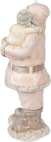 Růžová vánoční dekorace socha Santa s dětmi - 10*8*21 cm