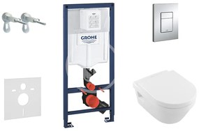 Grohe - Set předstěnové instalace, klozetu a sedátka Villeroy & Boch, tlačítka Skate Cosmopolitan, chrom