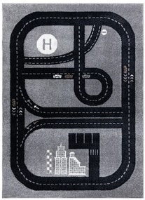 Dywany Łuszczów, Dětský kusový koberec Fun Track grey, 120x170, šedá, dětský pokoj