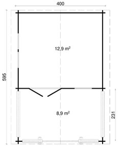 Domek Marta 400x595cm, 2,5m terasa, 40mm