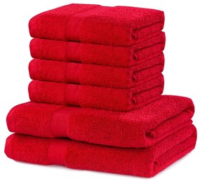 Sada 2 osušek a 4 ručníků DecoKing Ginna červené