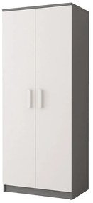 Šatní skříň 2D 06 SMYK II 80 cm šedá/bílá