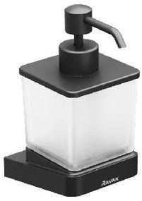 Ravak 10° - Dávkovač na tekuté mýdlo s držákem, černá/sklo X07P559