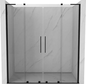 Mexen Velar L Duo, posuvné sprchové dveře do otvoru 200 cm, 8mm čiré sklo, černá matná, 871-200-003-02-70