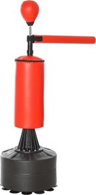 HOMCOM 3-dílná sada boxovacího pytle se stojanem, pumpou a rukavicemi 88 x 48 x 155-205 cm černá červená pro efektivní trénink boxu | Aosom.de