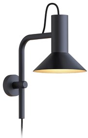 Industriální nástěnná lampička Roomor Wall 3.1 Stínítko: Černé / Zlaté, Vypínač: Na kabelu
