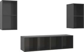 Nástěnné TV skříňky 4 ks šedé s vysokým leskem kompozitní dřevo 3079879