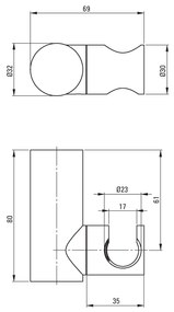 Deante Deante, kulatý bodový držák ruční sprchové hlavice z mosazi, zlatá, ANR_Z21U