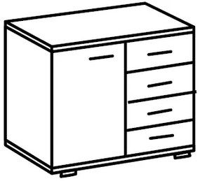 Komoda se zásuvkami Nora, bahenní dub/grafitová