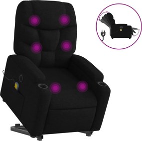 Elektrické zvedací masážní polohovací křeslo černé textil 3204634