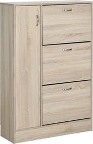 HOMCOM 2-in-1 Skříň na boty pro skladování bot a deštníků, vysoká skříň s nastavitelnou policí pro 12 párů 79x26x120 cm dřevo | Aosom