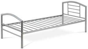 Autronic Postel jednolůžková 90x200 cm, kovová šedý lesk BED-1900 SIL