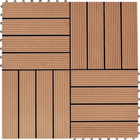 vidaXL 22 ks terasové dlaždice 30 x 30 cm 2 m² WPC [277797] Barva: barva teak