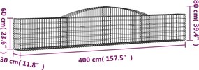 Klenuté gabionové koše 5 ks 400x30x60/80 cm pozinkované železo 3146843