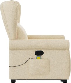 Zvedací masážní polohovací křeslo krémové textil 3303392