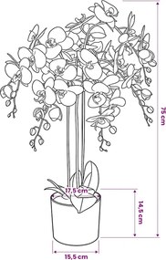 Umělá rostlina orchidej s květináčem 75 cm bílá 244425