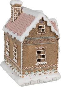 Hnědá svítící perníková chaloupka Gingerbread House - 13*10*16 cm / 3*AAA