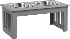 PawHut miska pro psy se 2 miskami 2L zvýšená miska na krmivo pro kočky snadná údržba nerezová ocel šedá 58,4x30,5x25,4cm | Aosom.de